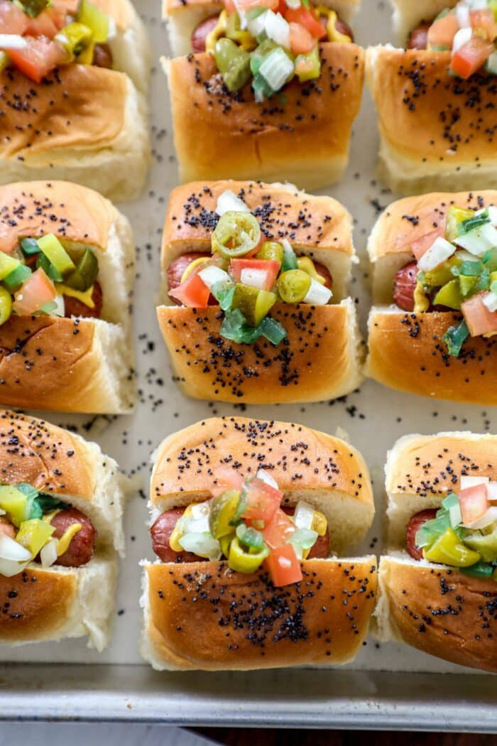 Mini Chicago Hot Dog Sliders - Bonappeteach